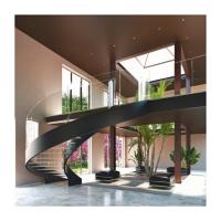 China Newest design triple glass curved bannister staircase arc stairs for sale