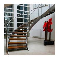 China Wooden treads curved basement stairs Nicaragua making curved stairway for sale