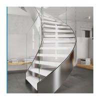 China Timber wooden step curved stone stairs United states curved stairway banister for sale