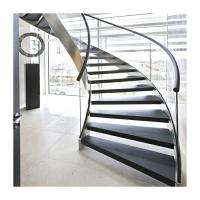 China Solid wooden tread curved stair nosing The British Virgin Islands luxury curved home installed stairway for sale