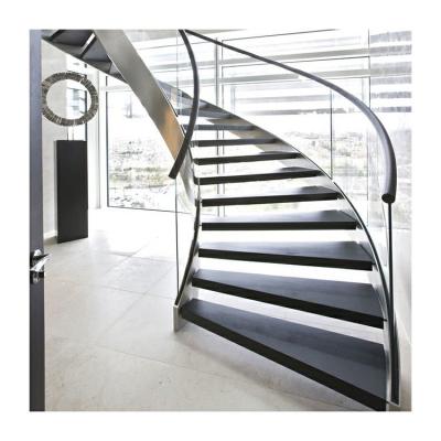 China Solid wooden tread curved stair nosing The British Virgin Islands luxury curved home installed stairway for sale