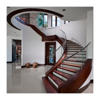 China Solid wooden tread curved stair nosing The British Virgin Islands luxury curved home installed stairway for sale
