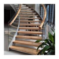 China Solid wooden tread curved stair nosing The British Virgin Islands luxury curved home installed stairway for sale