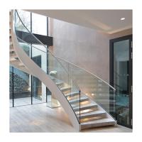 China Timber wood tread curved bottom stair tread Mexico diy curved stairway for sale