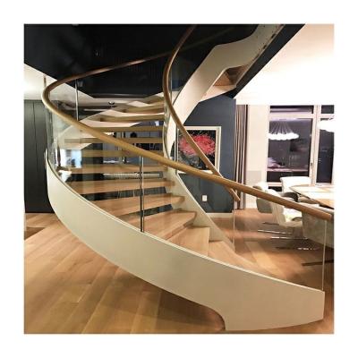 China Timber wooden treads curved outdoor staircase Bahamas luxury curved stairway for sale