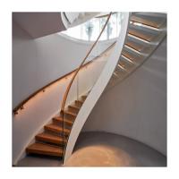 China Wood step bespoke curved stairs Sri Lanka wrought iron curved stairway for sale
