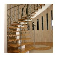 China Wood step bespoke curved stairs Sri Lanka wrought iron curved stairway for sale