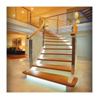China Wood step bespoke curved stairs Sri Lanka wrought iron curved stairway for sale