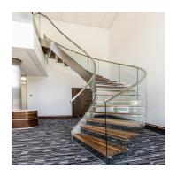 China Timber wooden step curved stair cases Seychelles curved stairway design plans for sale