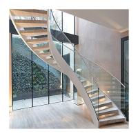 China Timber wooden step curved stair cases Seychelles curved stairway design plans for sale