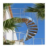 China Timber wooden step curved stair cases Seychelles curved stairway design plans for sale