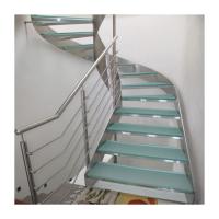 China Competitive ultra clear glass curved freestanding staircases laminate curved stairway nosing for sale