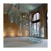 China Competitive ultra clear glass curved freestanding staircases laminate curved stairway nosing for sale