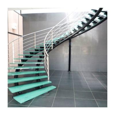 China Fast delivery triple glass curved metal balusters arc de triomphe stairs for sale