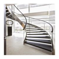 China Solid timber steps glass circular staircase Sacramento curved stairway revit for sale