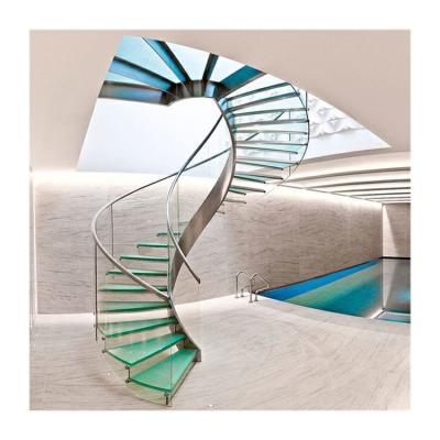 China Indoor decoration SGP glass curved exterior stairs circular concrete stairs for sale