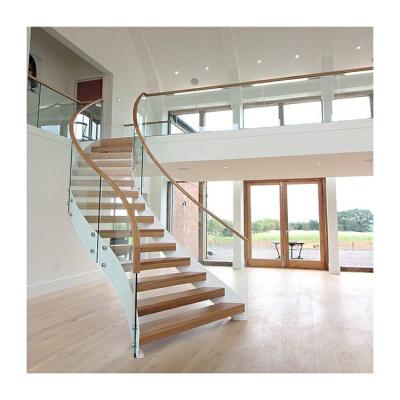 China Wood step curved staircase France modern curved stairway for sale