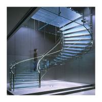 China Promotion price safety glass curved staircase cost luxury curved home installed stairway for sale