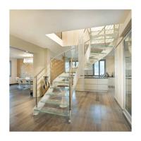 China Cheap price Multilayer glass curved stair treads prefabricated curved stairway for sale