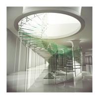 China Competitive price Multilayer glass curved concrete stairs design floating curved stairway for sale