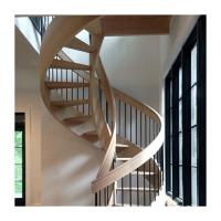 China Timber wooden tread curved stair stringers Uruguay round stairway inside house for sale