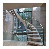 China Timber wooden tread curved stair stringers Uruguay round stairway inside house for sale