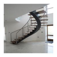 China Timber wooden tread curved stair lift cost Mauritania curved steel stairway for sale