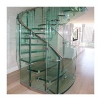 China New arrival triple glass building curved stairs black curved stairway for sale