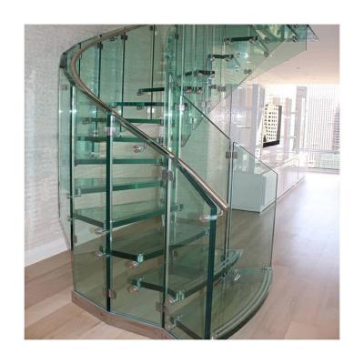 China New arrival triple glass building curved stairs black curved stairway for sale