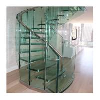 China New arrival triple glass building curved stairs black curved stairway for sale
