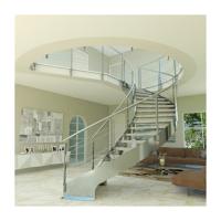 China New arrival triple glass building curved stairs black curved stairway for sale