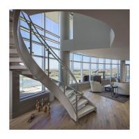 China Wooden tread curved staircase outdoor Zimbabwe curved stairway parts for sale