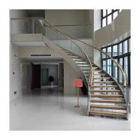 China Wooden tread curved staircase outdoor Zimbabwe curved stairway parts for sale