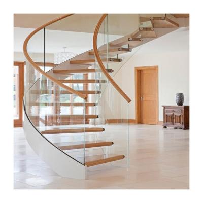 China Timber tread curved modern staircase salvador luxury modern curved stairway for sale