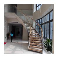 China Solid wooden step curved staircase remodel Malaysia how to build curved stairway for a deck for sale
