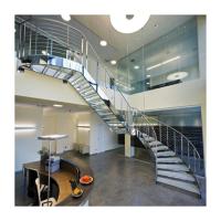 China Latest fashion laminated glass curved staircase remodel circular stairs for deck for sale