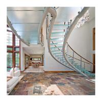 China Indoor decoration pvb laminated glass curved concrete stairs contemporary curved stairway for sale