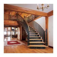 China Timber wooden step curved stair case Niue arcways stairway for sale