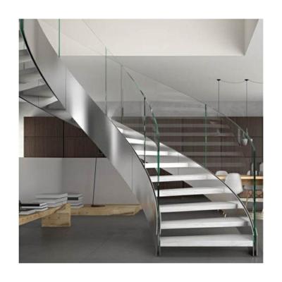 China Timber wooden treads curved staircase cost Cyprus house plans with curved stairway for sale