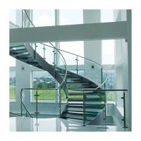 China Timber wooden treads curved staircase cost Cyprus house plans with curved stairway for sale