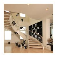 China Timber wooden tread grand curved staircase Maldives stairway design curved for sale