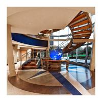 China Timber wooden tread grand curved staircase Maldives stairway design curved for sale