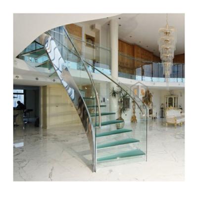 China Antique style double layer glass curved freestanding staircases european stairway curved design for sale