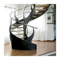 China Arch Curved Wooden Staircase With Qatar Stairway Gate Solid Steps for sale