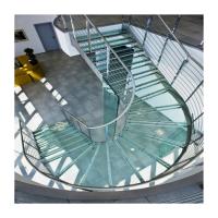 China Competitive price double layer glass stair treads for curved staircase arch stairs design for sale