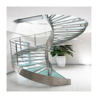 China Competitive price double layer glass stair treads for curved staircase arch stairs design for sale