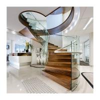 China Solid timber steps curved deck stairs designs Belize house with curved stairway for sale