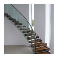 China Wooden Step Curved Timber Staircase Villa WA-SCV1010 Arc Stair for sale