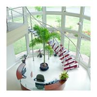 China Wooden Step Curved Timber Staircase Villa WA-SCV1010 Arc Stair for sale