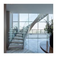China Wooden Step Curved Timber Staircase Villa WA-SCV1010 Arc Stair for sale